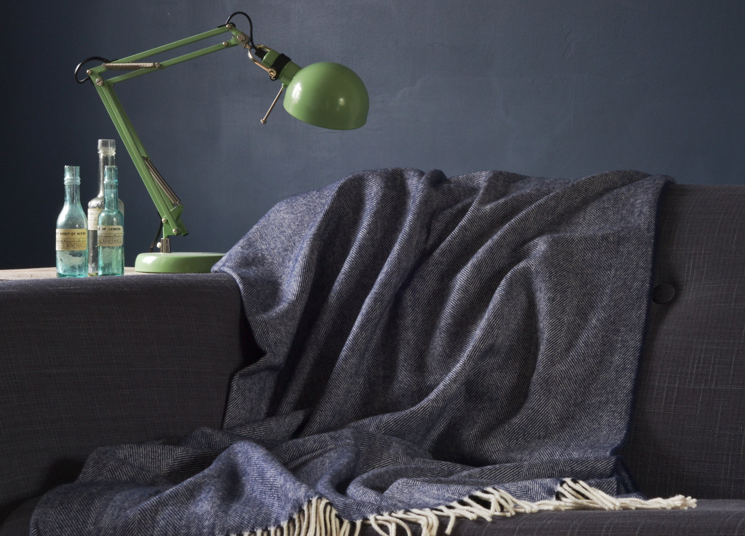 Navy Blue Merino Herringbone Throw – The British Blanket Company